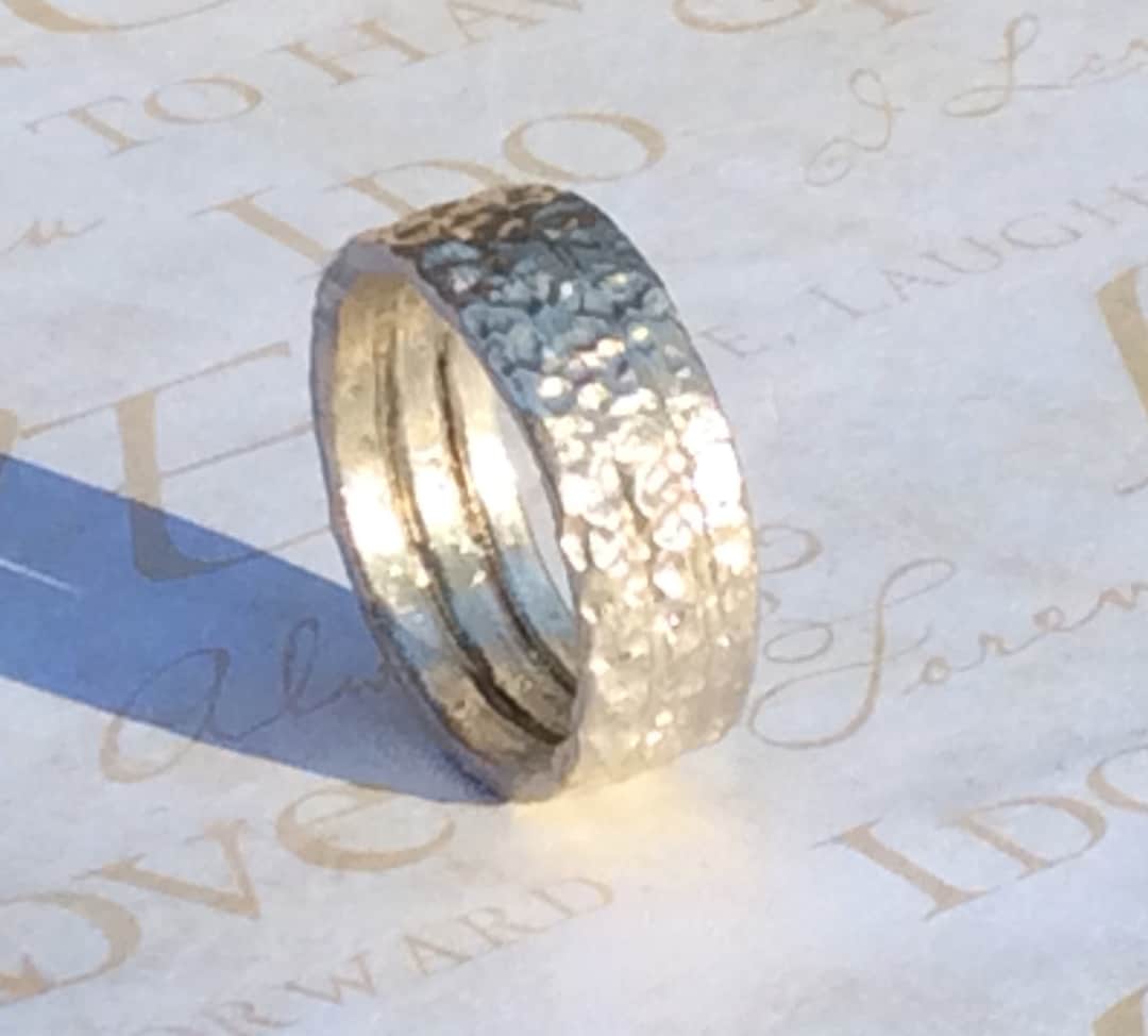 Anillo de plata rústica para hombre, anillo de plata Argentium en ...