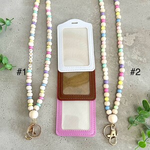 Pastel Rainbow Lanyard Personalized Wood Boho Lanyard- Teacher Lanyard ...