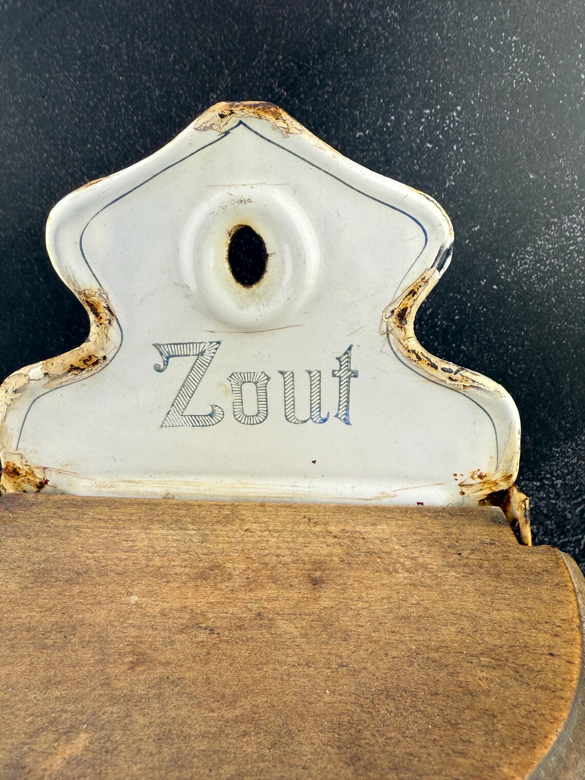 Antique Dutch Enamel Salt Box: "zout" Floral Canister With Wood Lid - Etsy