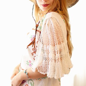 Handmade Upcycled White Cross-stich Embroidered Cotton Crochet Doily ...