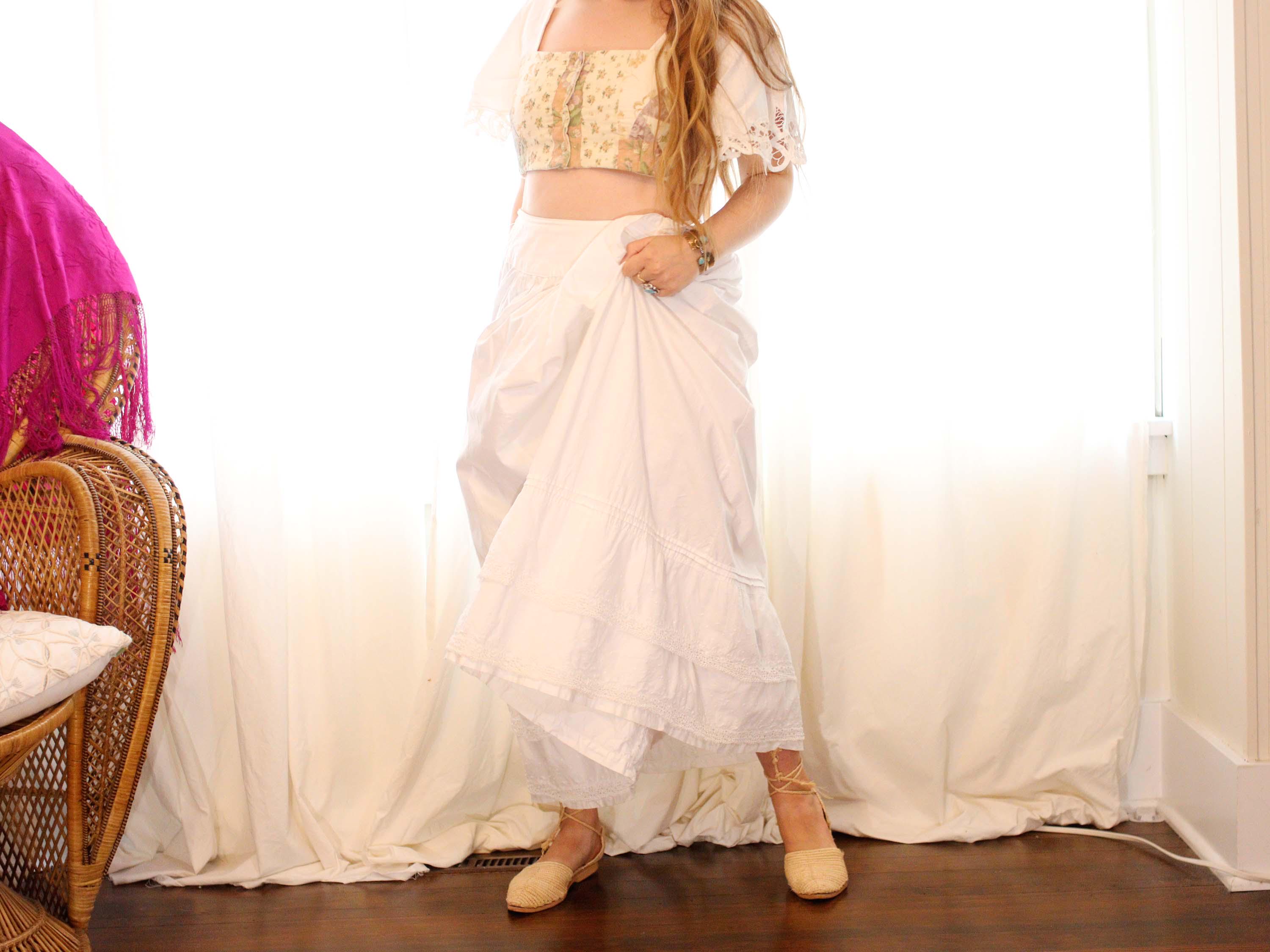 Antique 1910s White Cotton Edwardian Petticoat Skirt Antique 1910s White Cotton Edwardian Petticoat Skirt