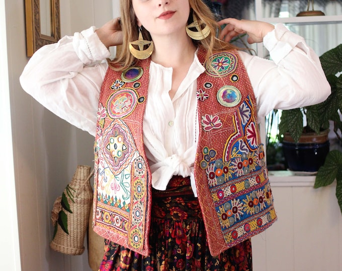 Vintage Laise Adzer Designer Embroidered Indian Cotton Kantha Quilted ...