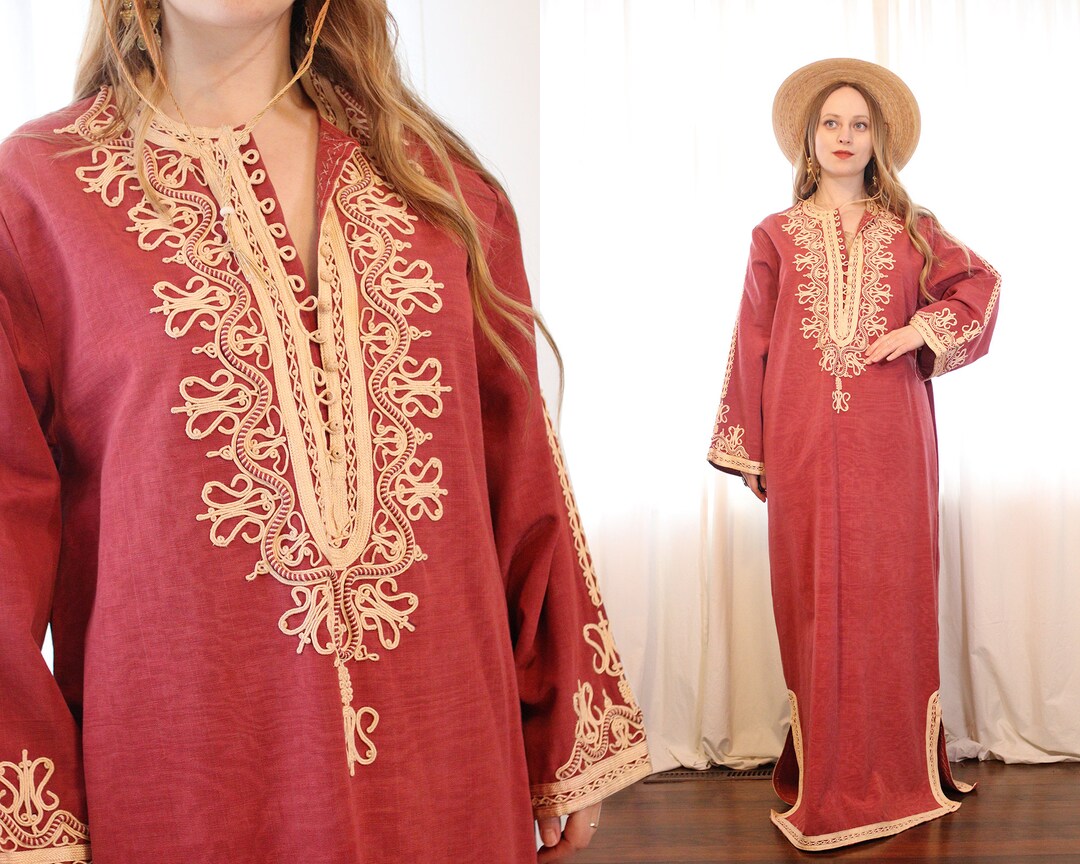 Vintage Heavy Woven Silk Moroccan Style Deep Salmon Mauve Pink ...