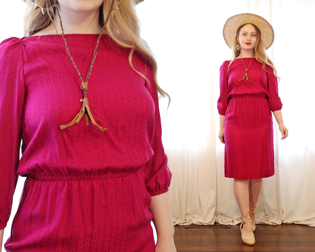 Vintage 1980s Designer Bullocks 100% Silk Barbie Fuchsia Pink Purple ...