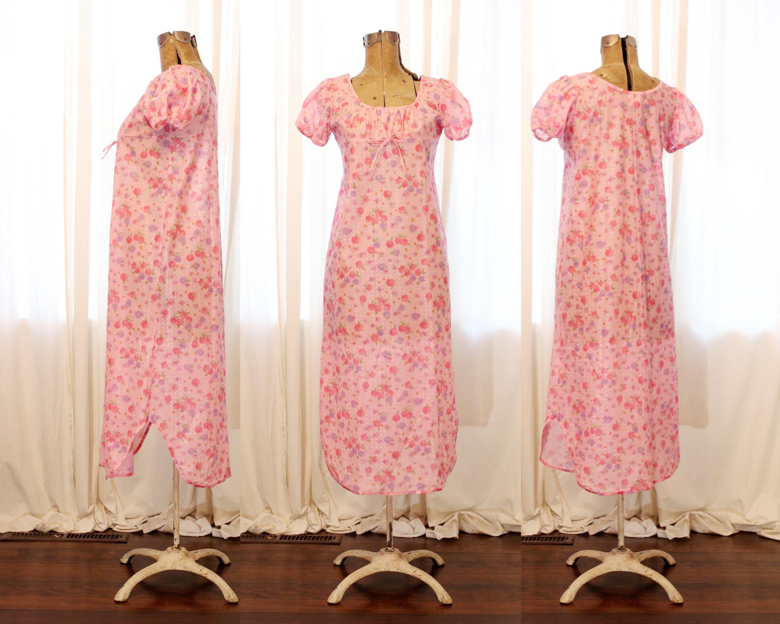 Vintage 1960s 1970s JP Penny Pink Flower Power Cap Sleeve Midi - Etsy