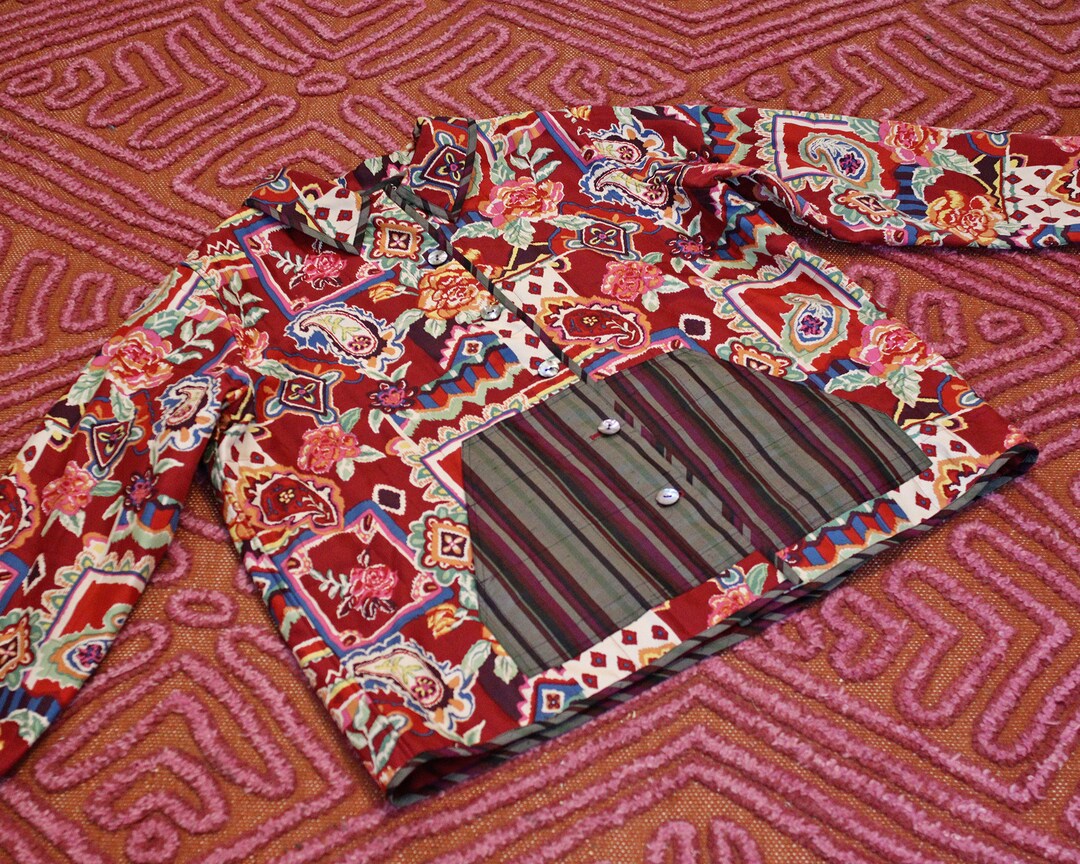 Vintage Koos of Course Silk Artsy Red Floral Paisley Quilted Quilt ...