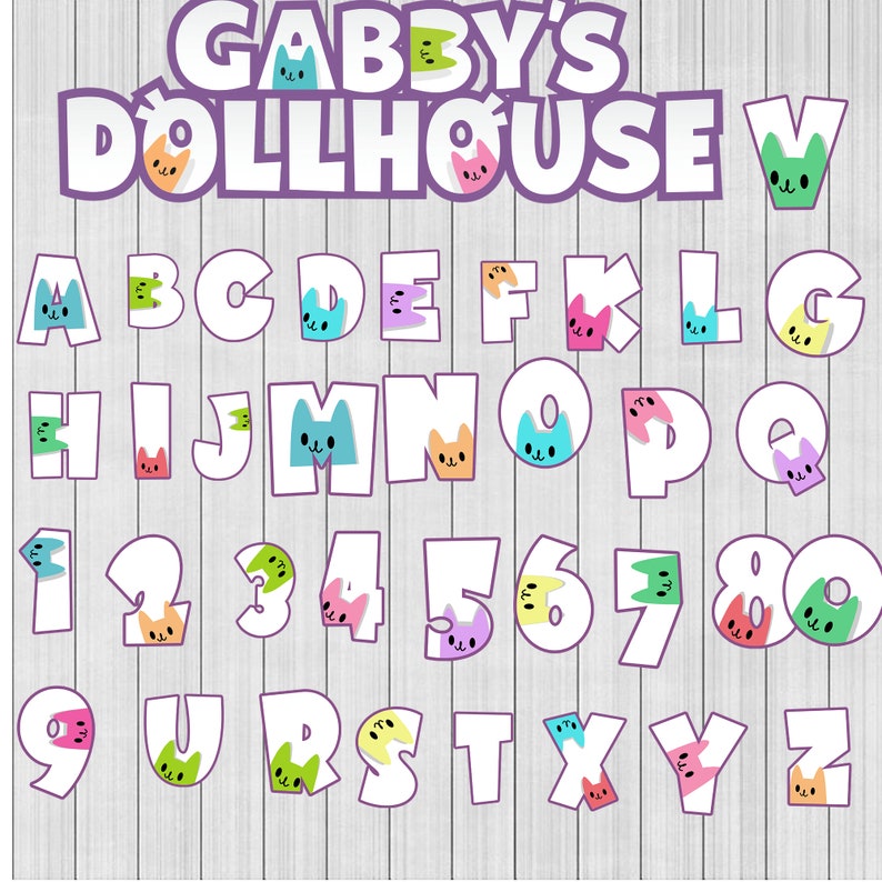 Gabbys Dollhouse PNG AND Alphabet,gabbys Birthday Invitation, Gabbys ...