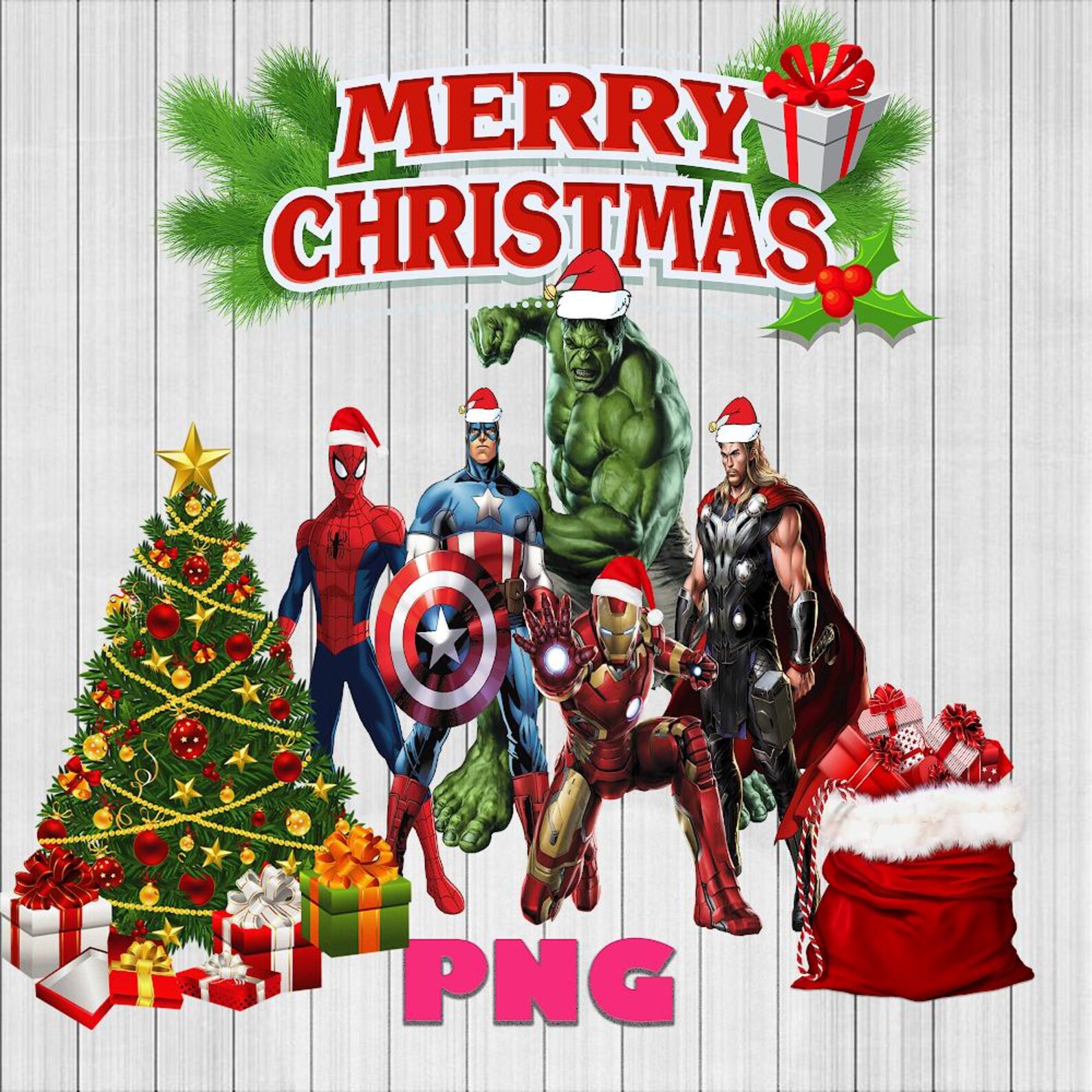 Merry Christmas Avengers Birthday 3 Boy Clipart Png Super Heroes ...