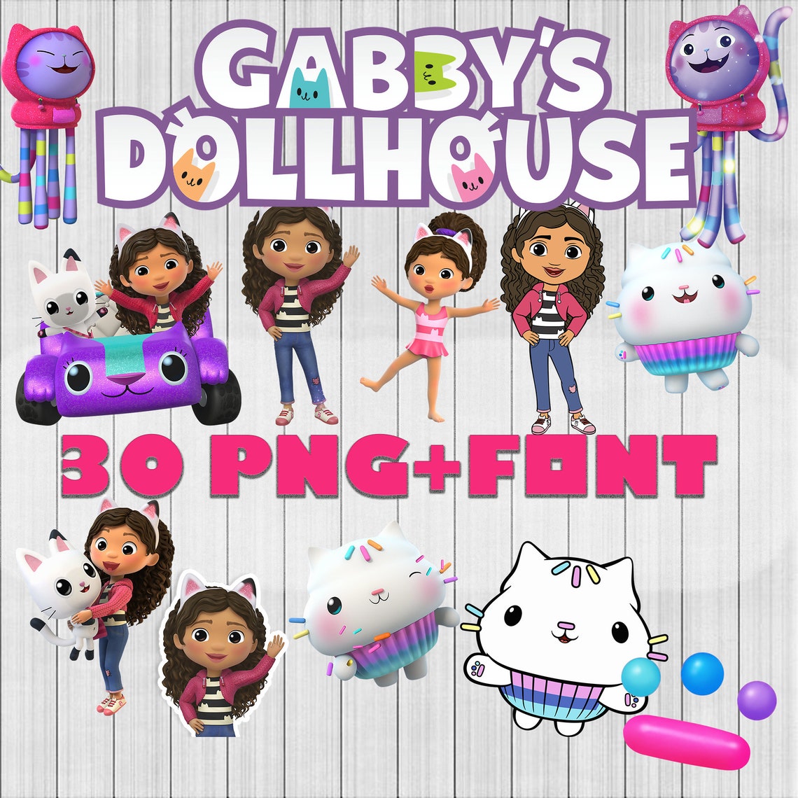 Gabbys Dollhouse PNG AND Alphabet,gabbys Birthday Invitation, Gabbys ...