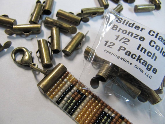 End Caps Slider Clasps 1/2 Inch Antique Bronze Color Loom - Etsy