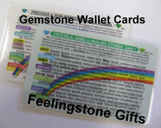 Gemstone Wallet Cards, FREE Shipping,crystal Meanings, Healing Stones ...