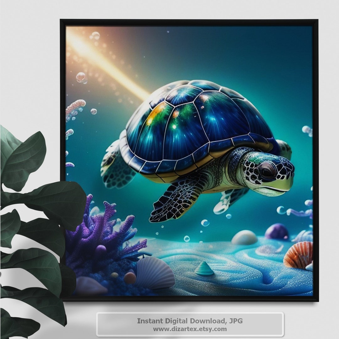 Gigantic Turtle Journey. Fantasy. Big Sea Turtle. Digital Art - Etsy