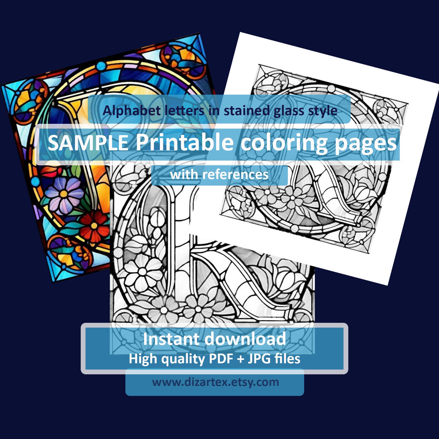 3 Alphabet Q R S Letters Coloring Pages With References, Stained Glass ...