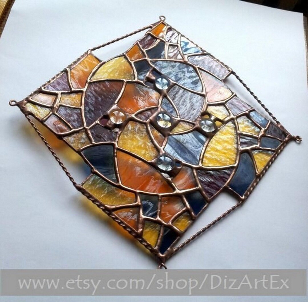Abstract Vitrage Panel, Pendant. Geometrical Mini-vitrage of Stained ...
