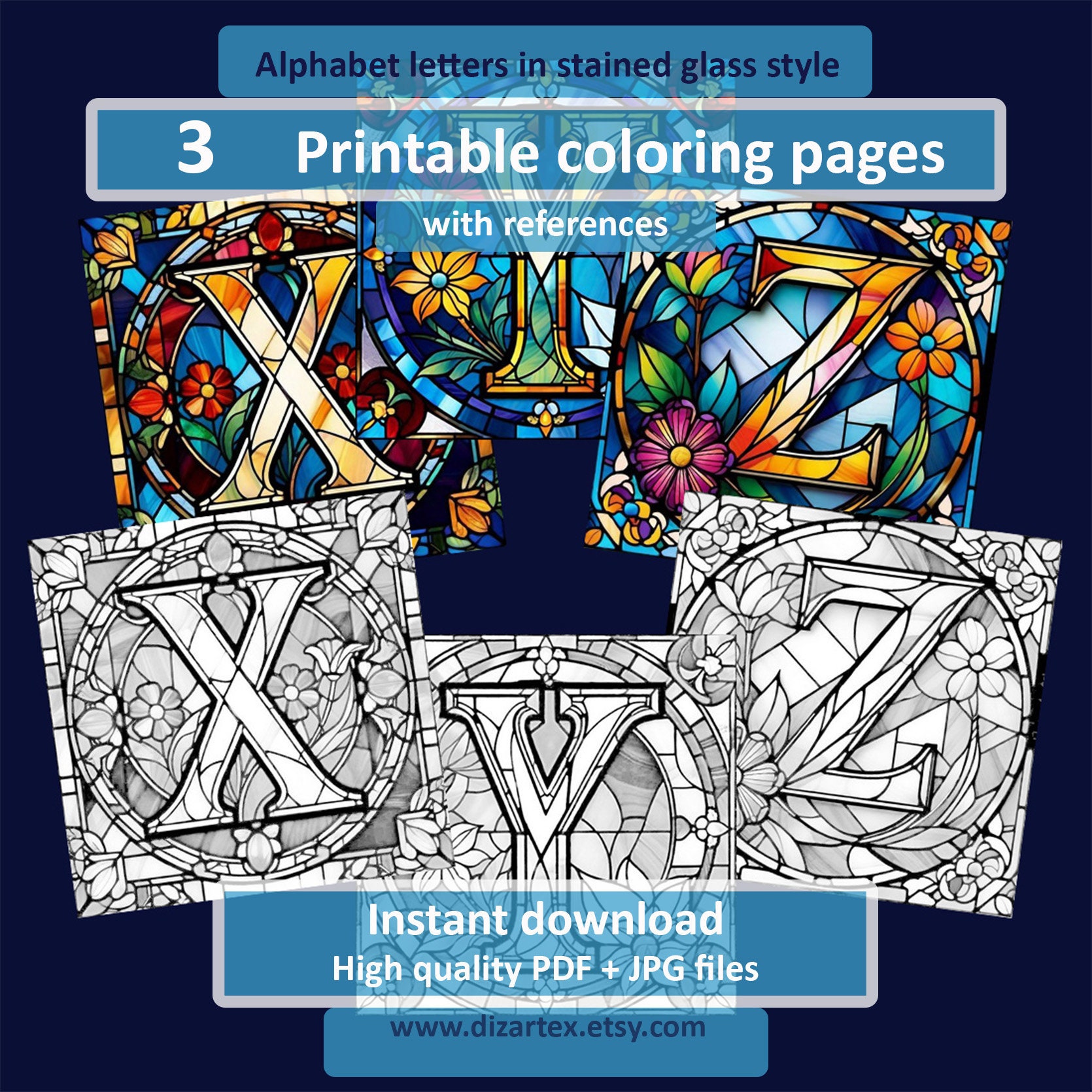 3 Alphabet X Y Z Letters Coloring Pages With References - Etsy