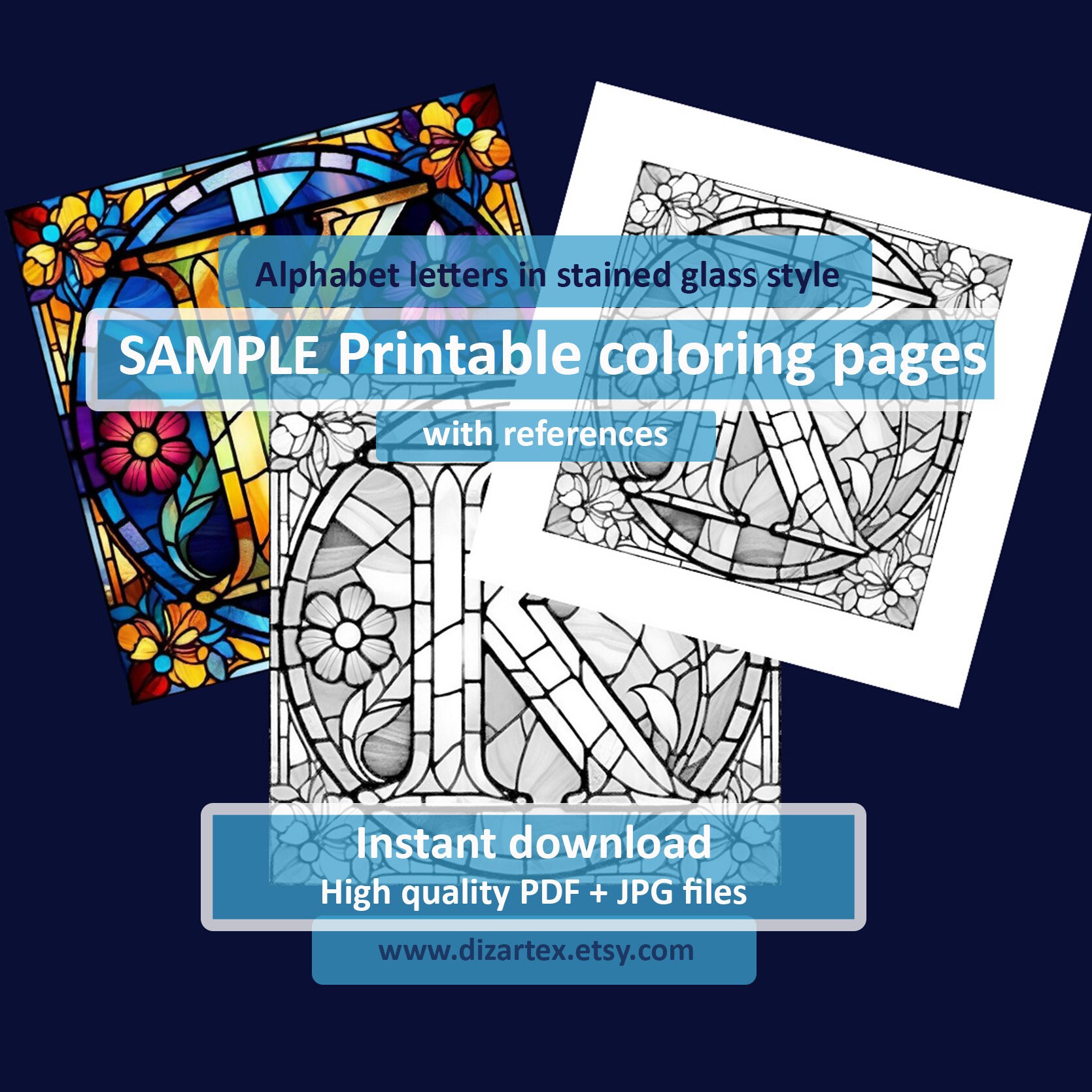 3 Alphabet K L M Letters Coloring Pages With References, Stained Glass ...