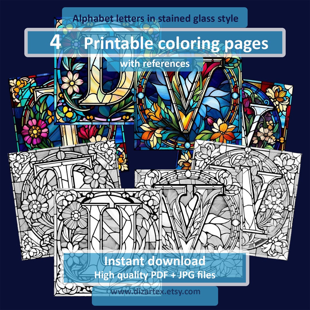 4 Alphabet T U V W Letters Coloring Pages With References, Stained ...