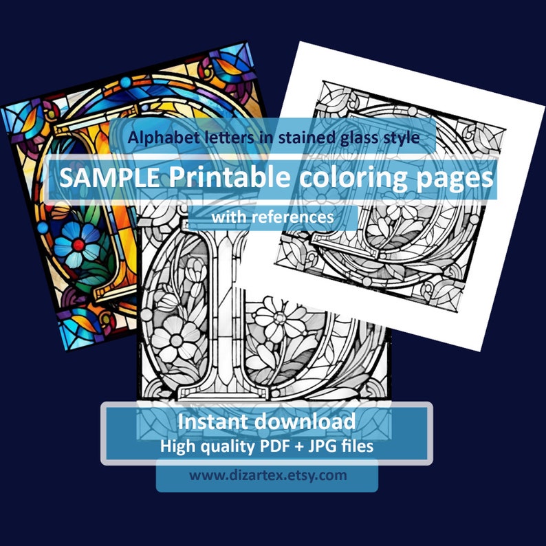 3 Alphabet D E F Letters Coloring Pages With References, Stained Glass ...