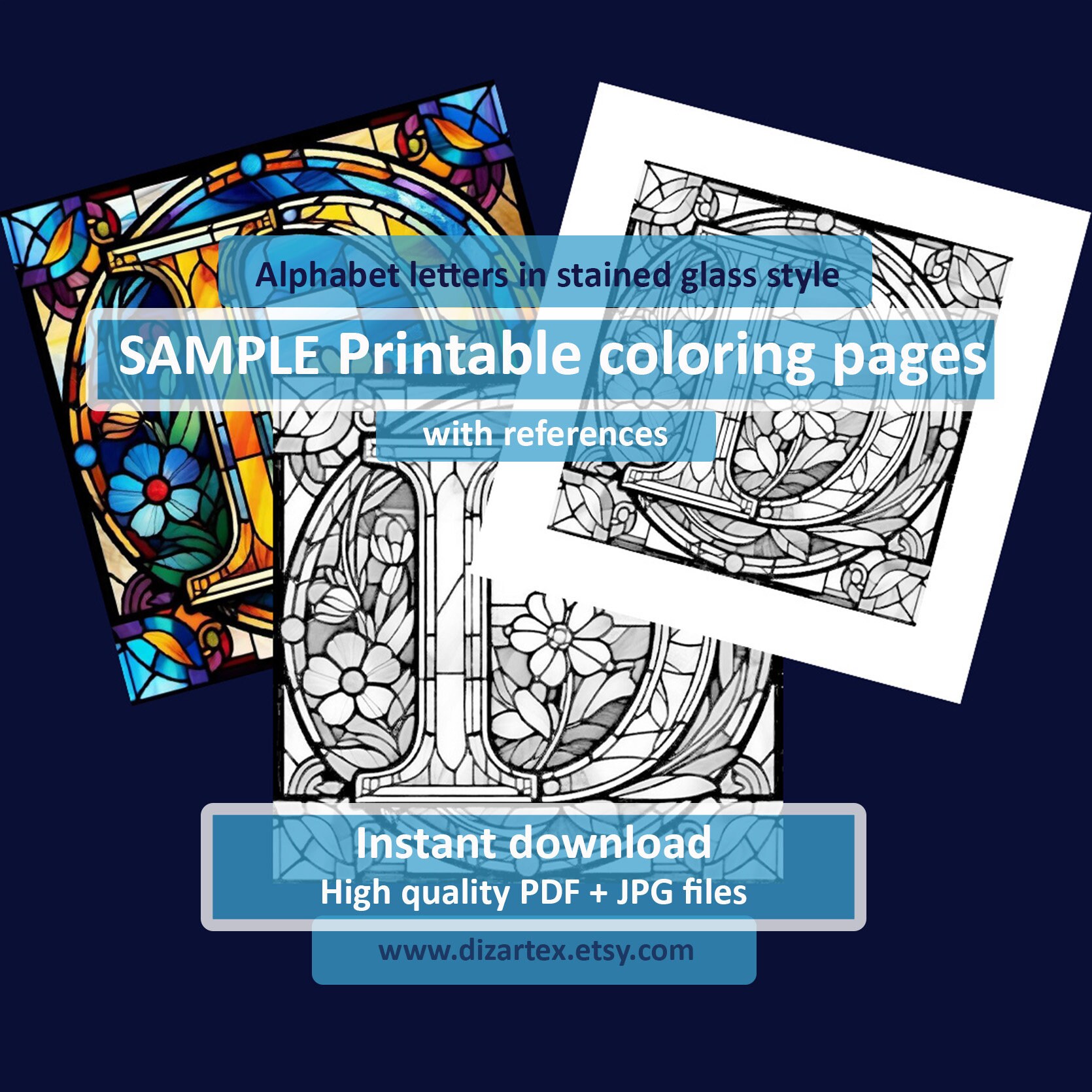3 Alphabet D E F Letters Coloring Pages With References, Stained Glass ...