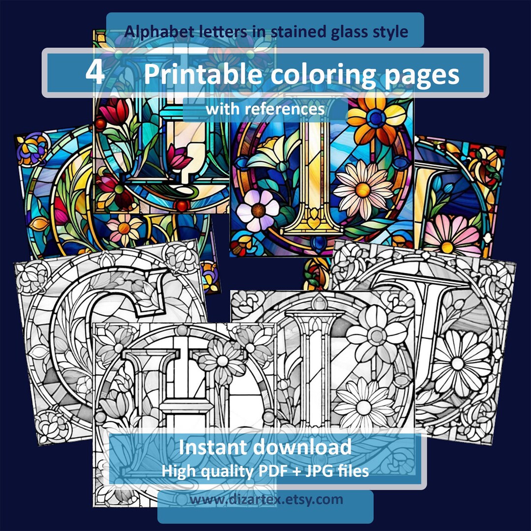 4 Alphabet G H I J Letters Coloring Pages With References, Stained ...