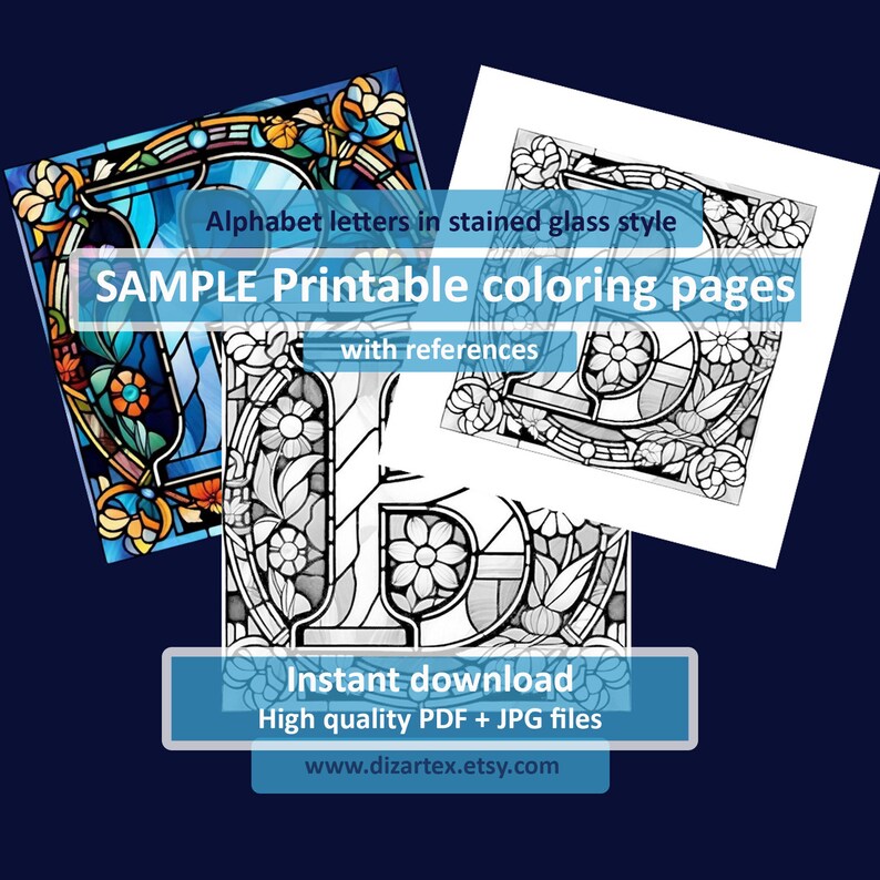 3 Alphabet A B C Letters Coloring Pages With References, Stained Glass ...