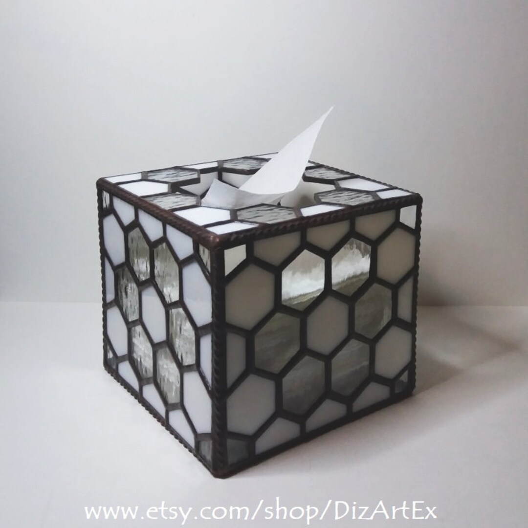 Stained Glass Tissue Box. Stained Glass Napkin Box. White Transparent ...