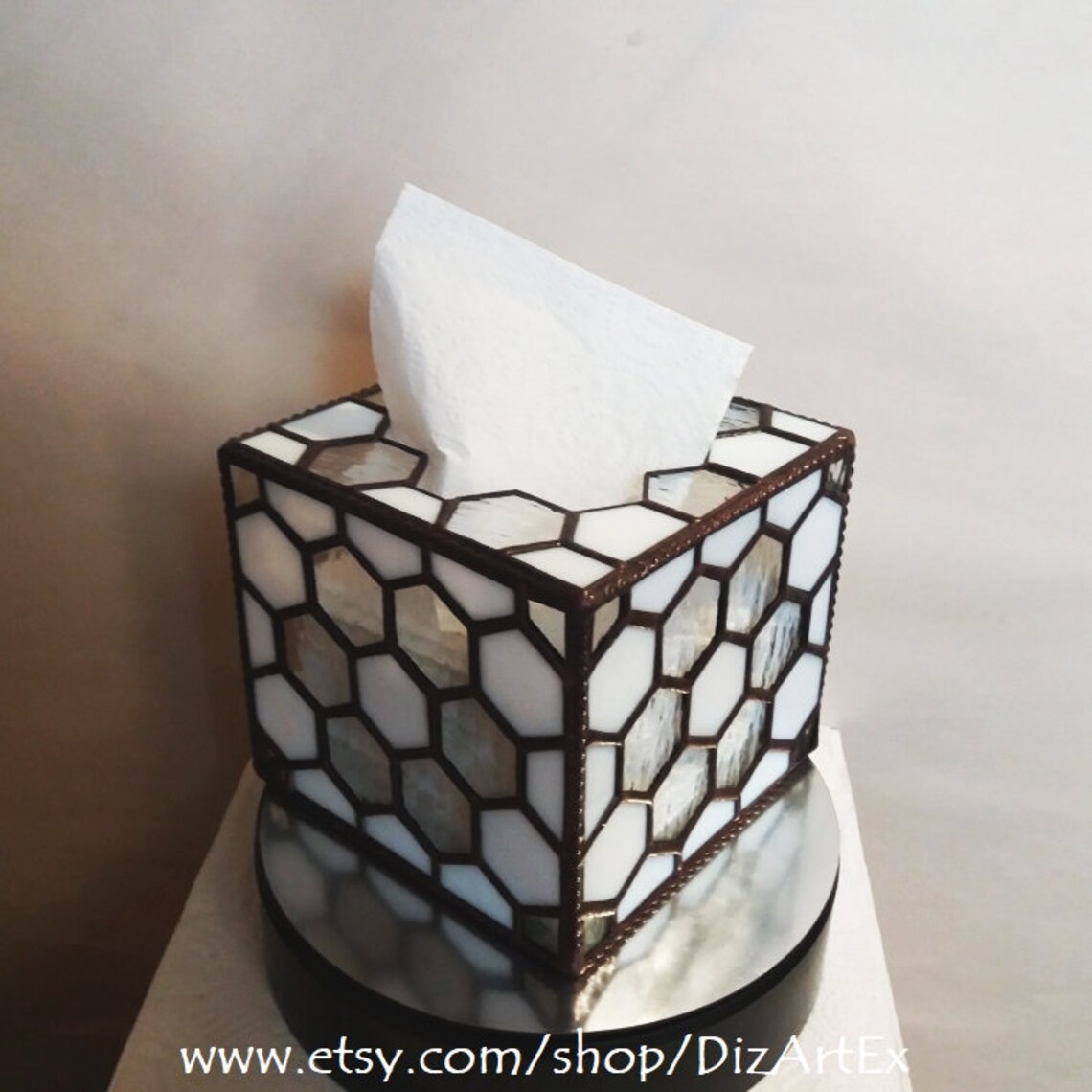 Stained Glass Tissue Box. Stained Glass Napkin Box. White - Etsy