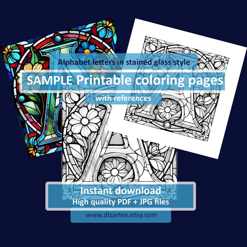 3 Alphabet A B C Letters Coloring Pages With References, Stained Glass ...