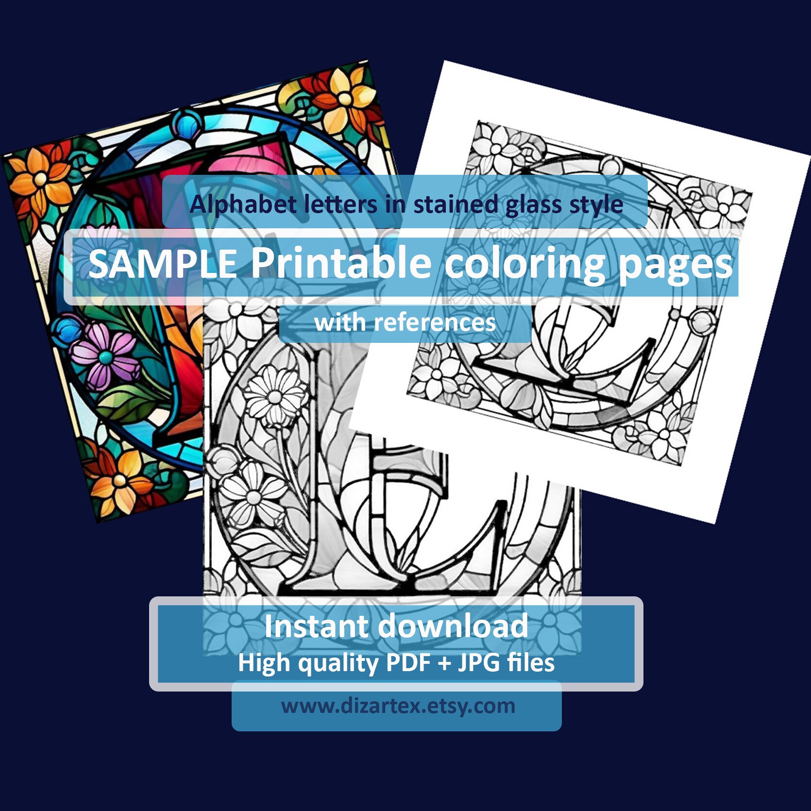 3 Alphabet D E F Letters Coloring Pages With References, Stained Glass ...