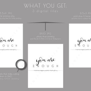 You Are Enough | Instant Download | Inspirational Wall Art | Self Love ...