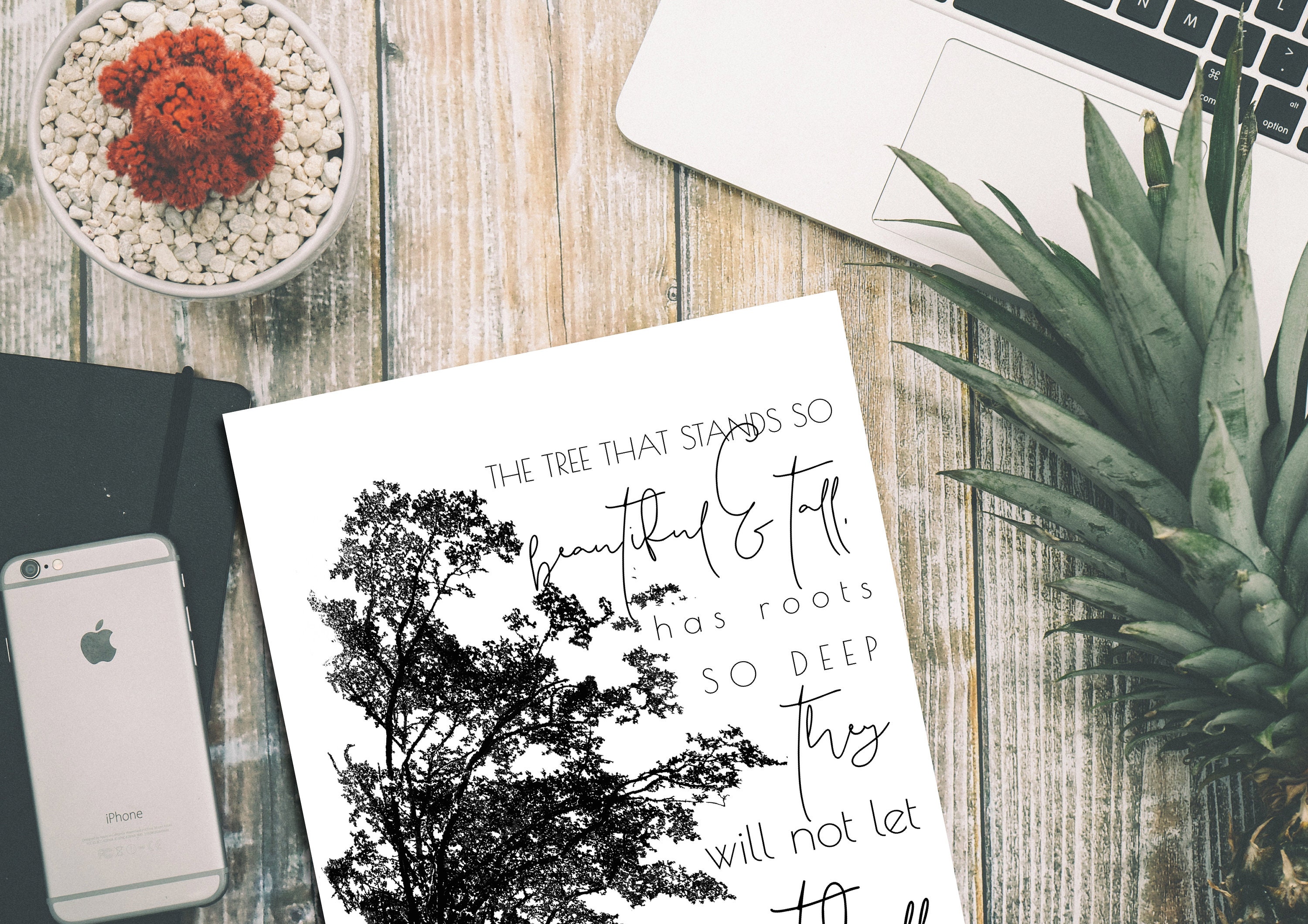 Inspirational Art | Strongest Tree | Instant Download | Black and White ...