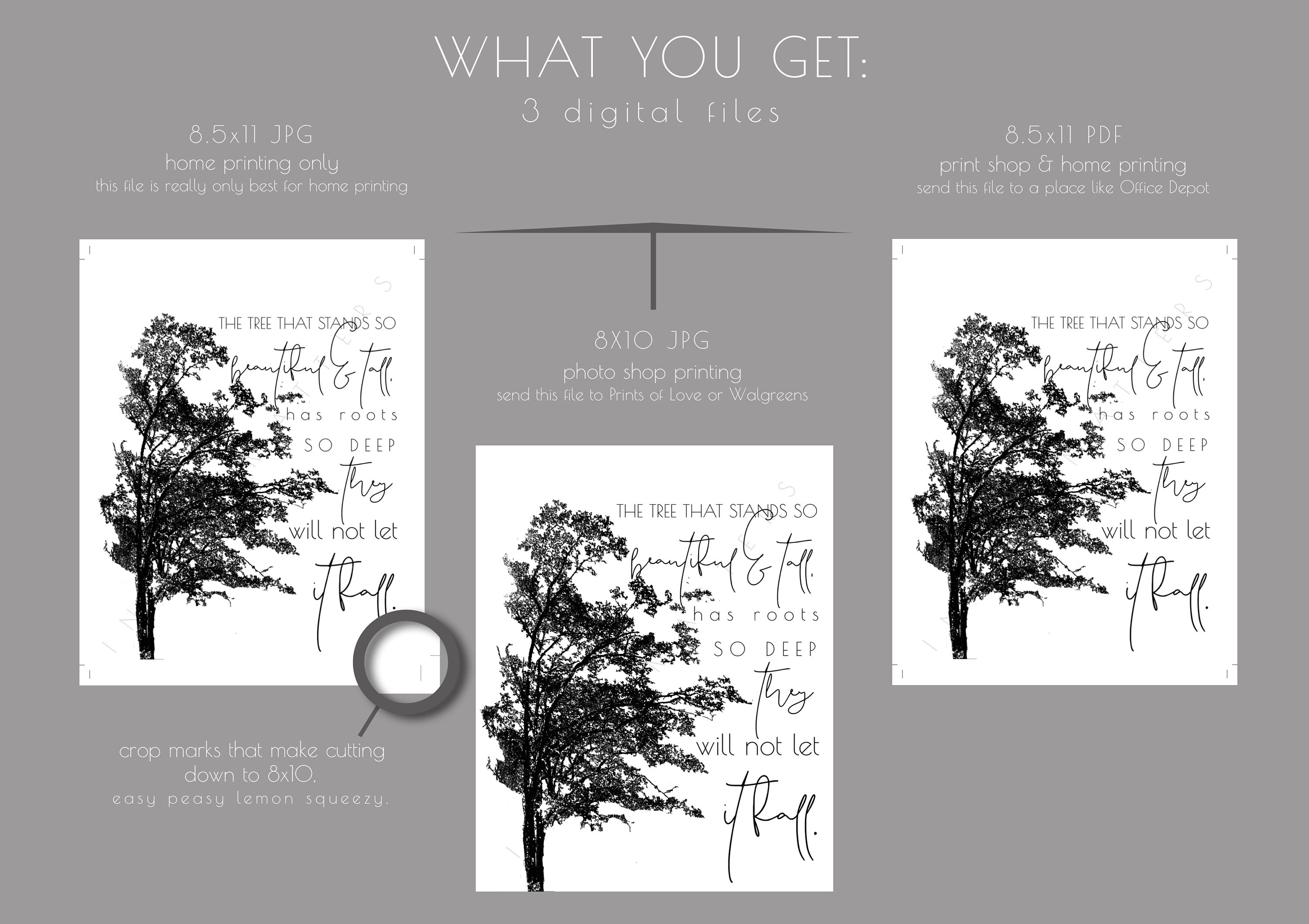 Inspirational Art | Strongest Tree | Instant Download | Black and White ...