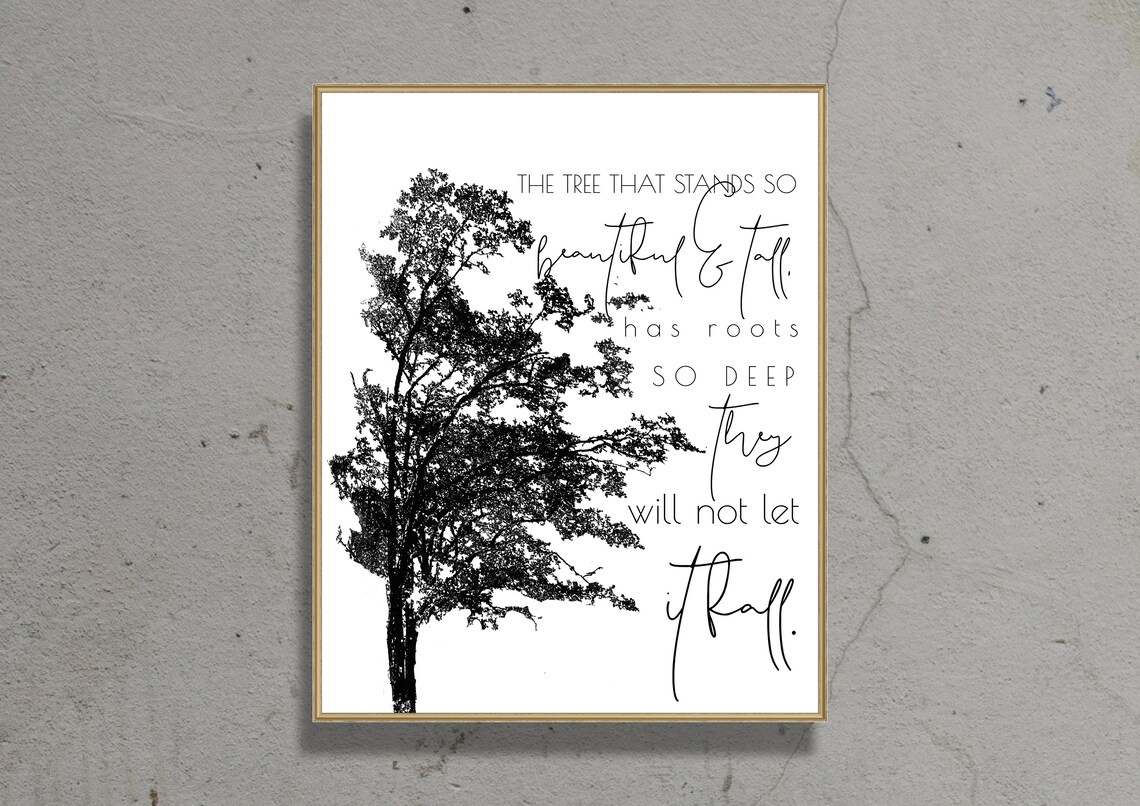 Inspirational Art | Strongest Tree | Instant Download | Black and White ...