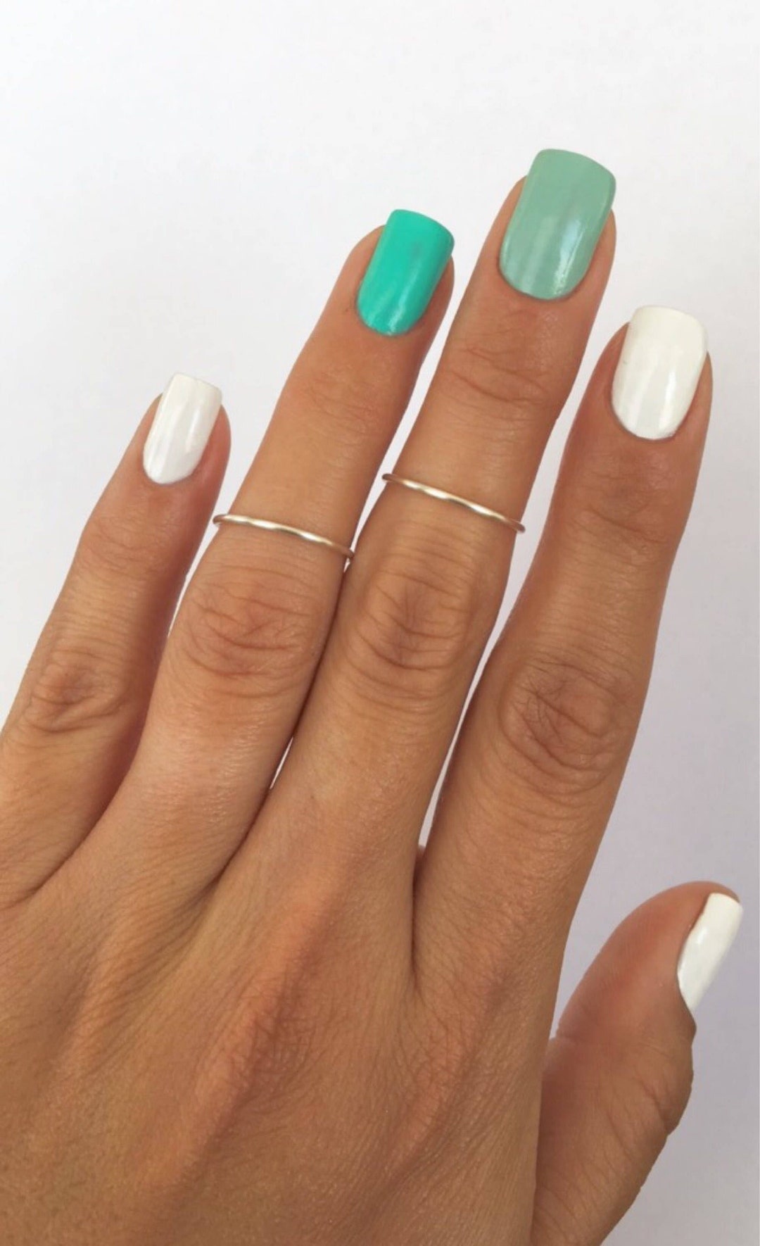 2 Silver Simple Band Midi Rings. Non Tarnish, Mid Knuckle Stacking ...