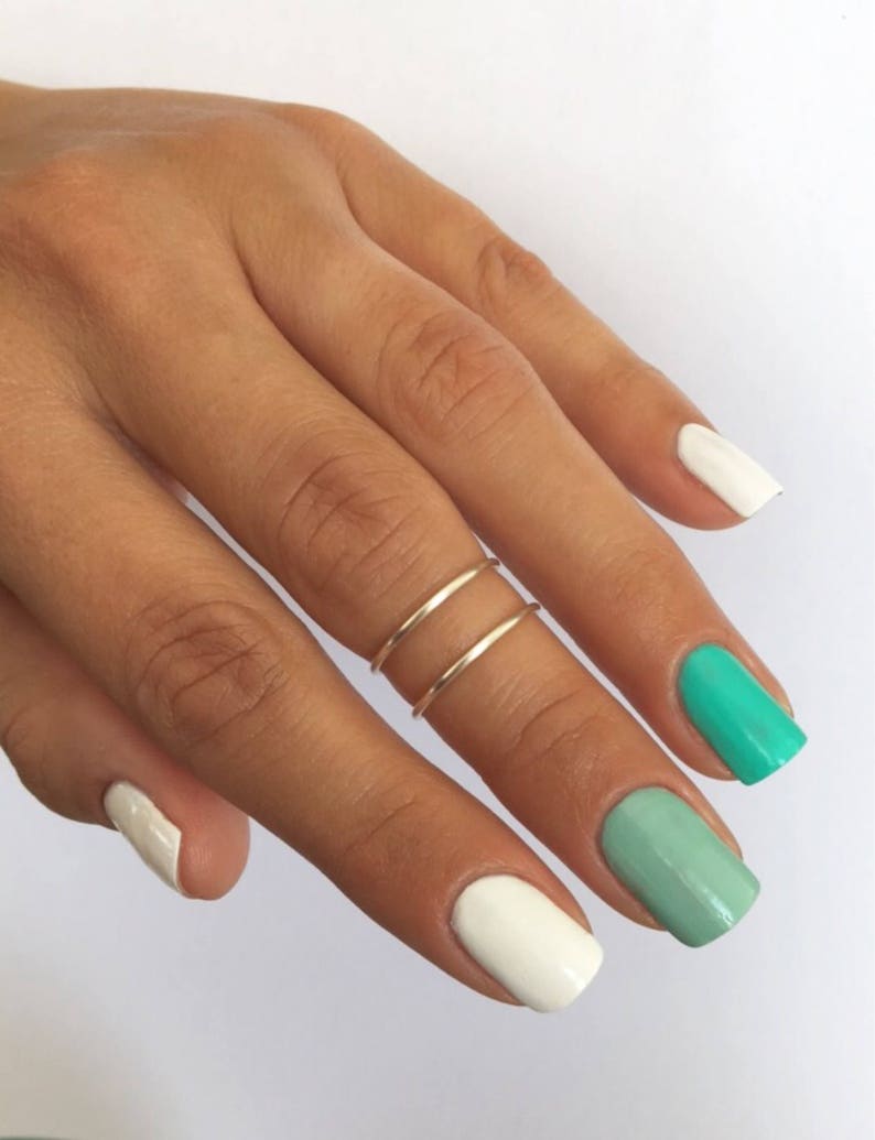 2 Silver Simple Band Midi Rings. Non Tarnish Mid Knuckle | Etsy