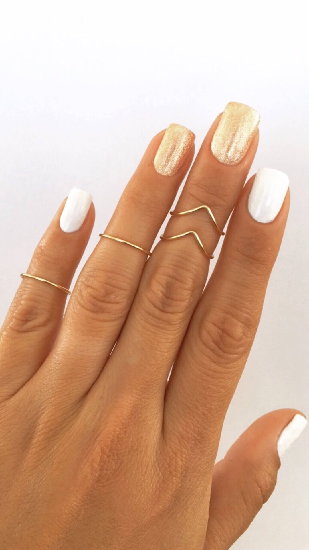 4 Midi Rings in Gold, Chevron and Simple Band Midi Rings. Wear These ...