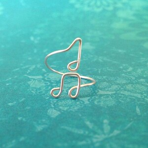 Unique Floating Music Note, Wrap Around Adjustable Ring, in Silver or ...