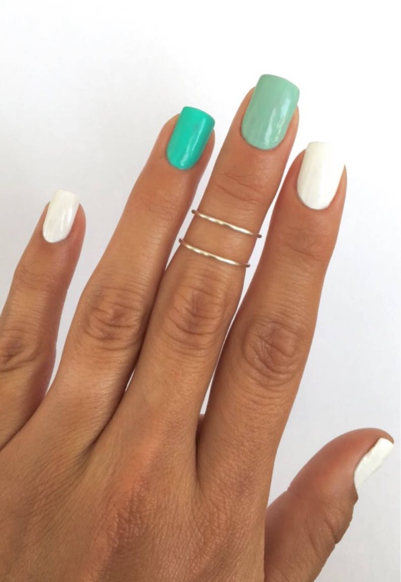 2 Silver Simple Band Midi Rings. Non Tarnish Mid Knuckle | Etsy