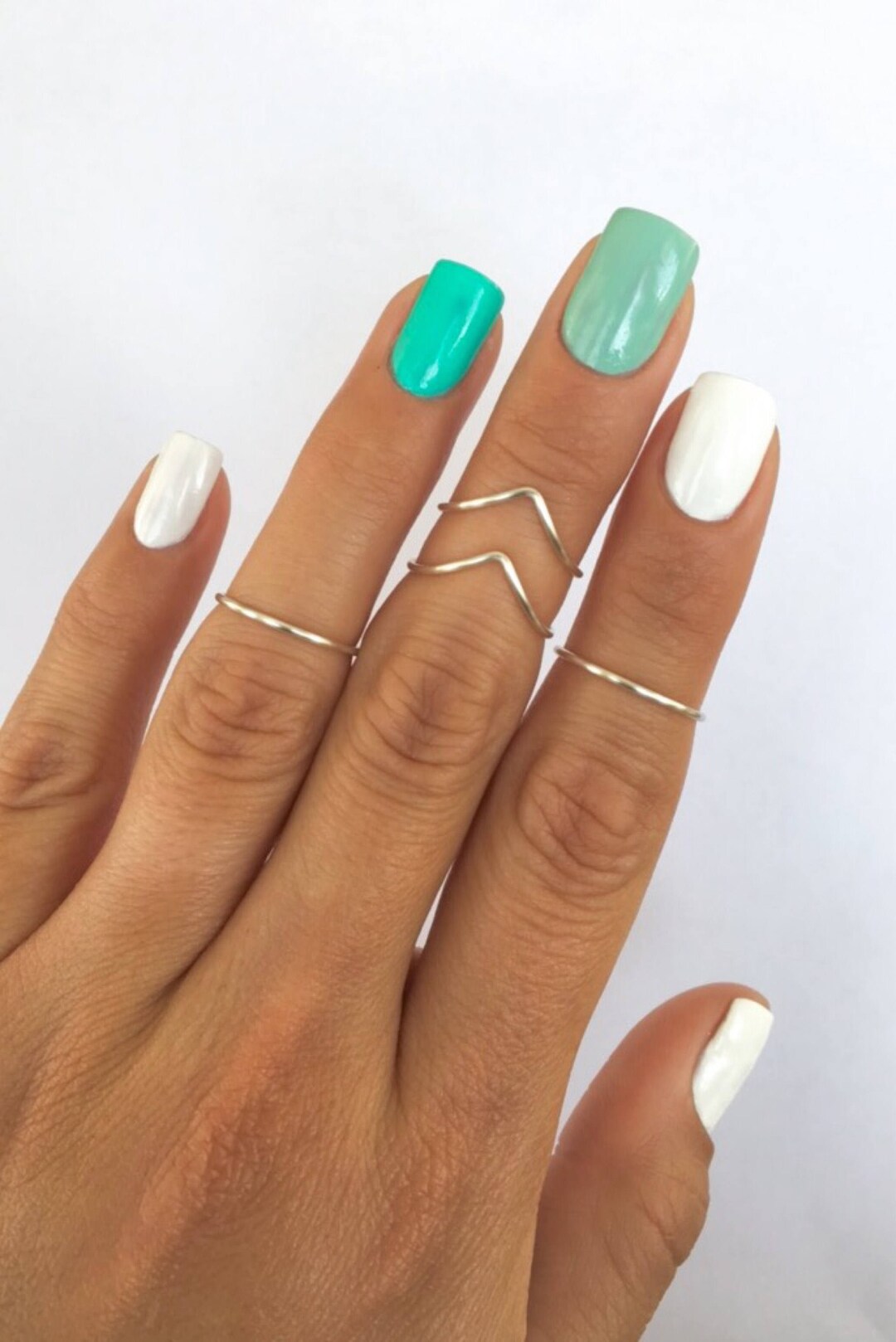 4 Midi Rings in Silver, Chevron and Simple Band Midi Rings. Wear These ...