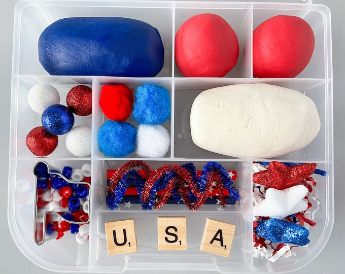 Patriotic Play Dough Kit, 4th of July Sensory Kit, 4th of July ...