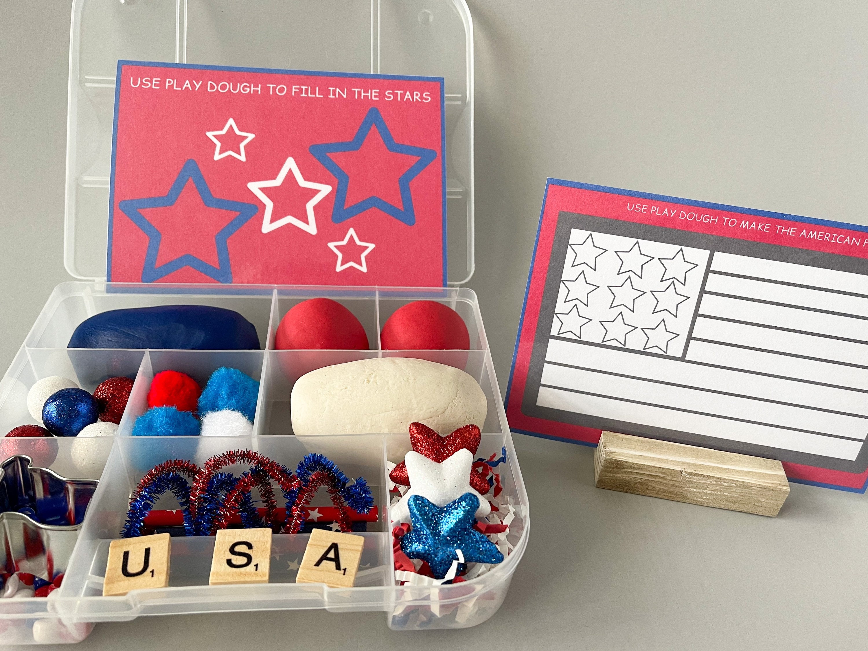 Patriotic Play Dough Kit, 4th of July Sensory Kit, 4th of July ...