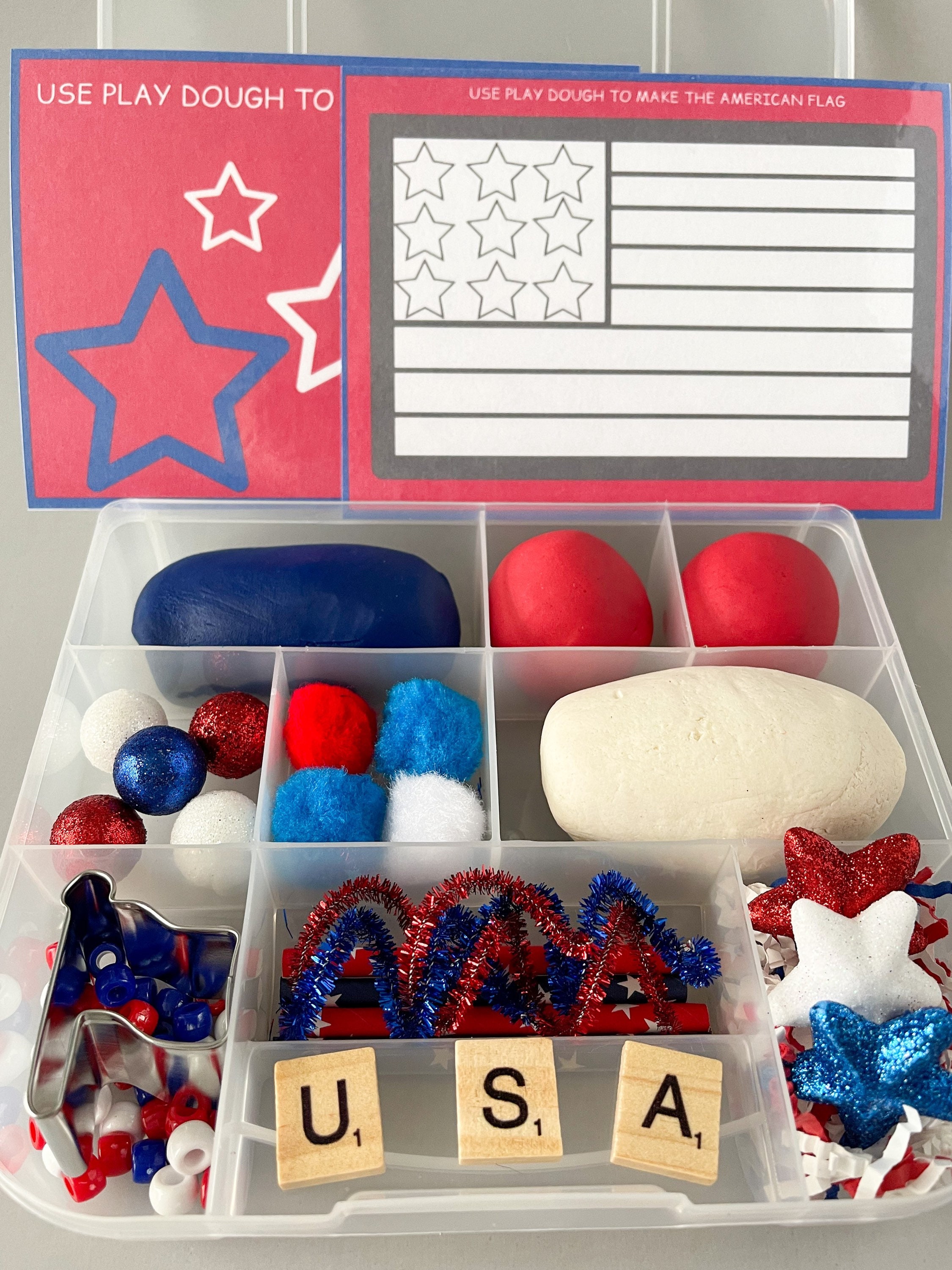 Patriotic Play Dough Kit, 4th of July Sensory Kit, 4th of July ...