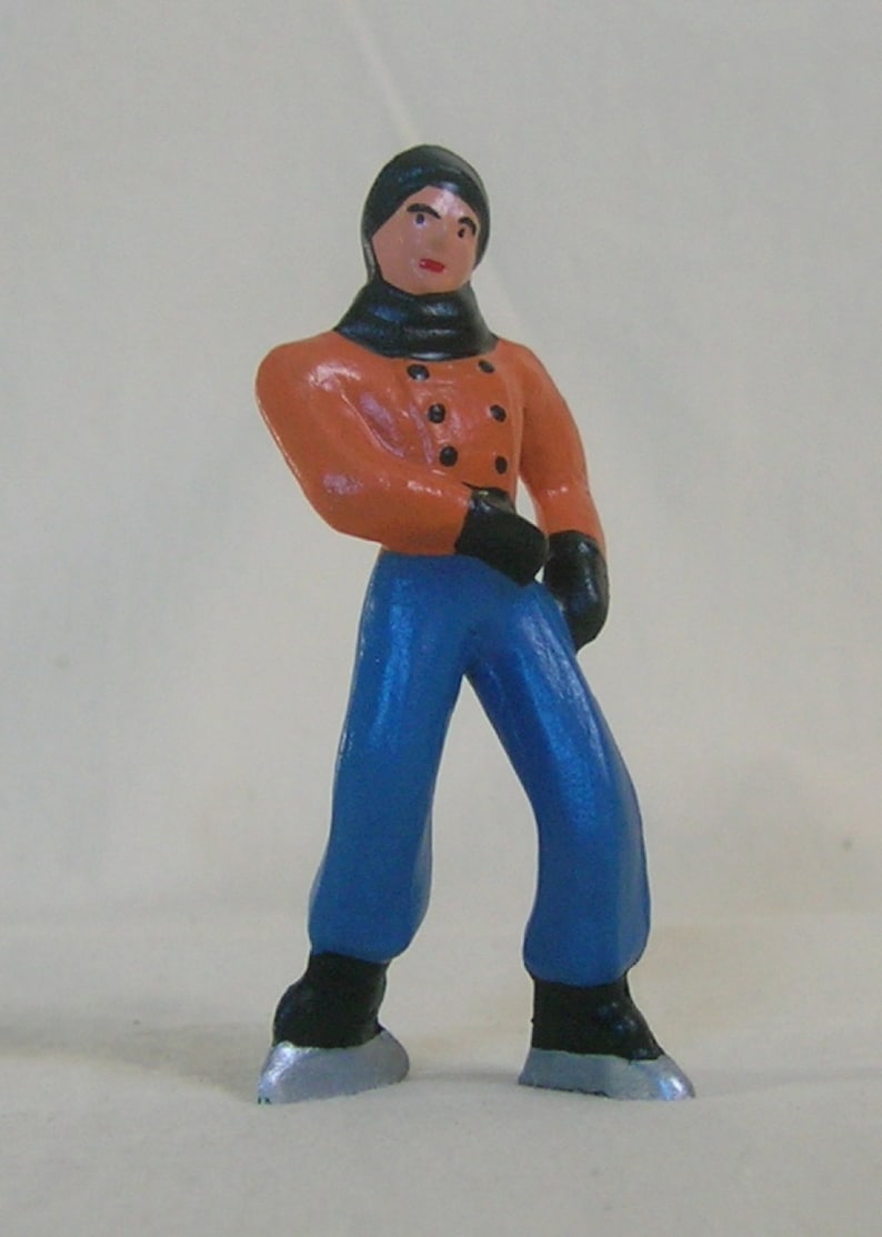 Male Figure Skater Ice Skating, Hand-painted Vintage Reproduction ...