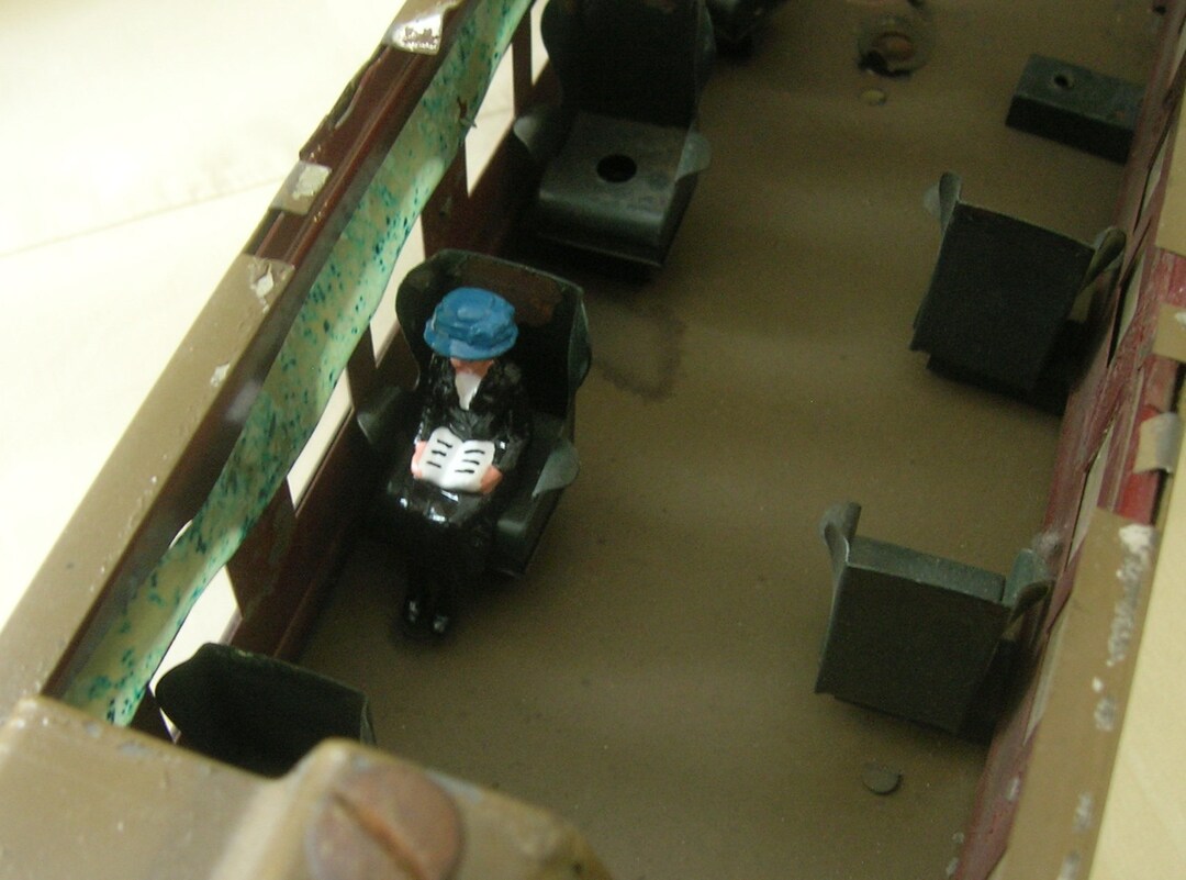 Seated Woman Train Passenger Reading, Lionel Parlor Car, Reproduction ...