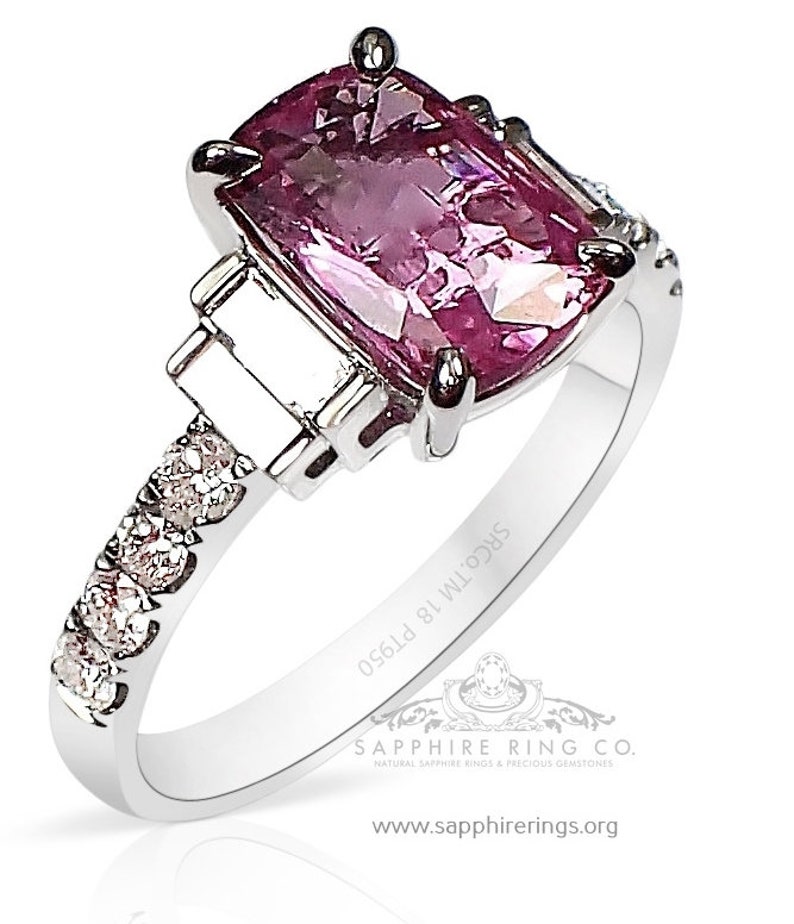 Pink Cushion Cut Ceylon Sapphire Ring-platinum 2.02ct - Etsy
