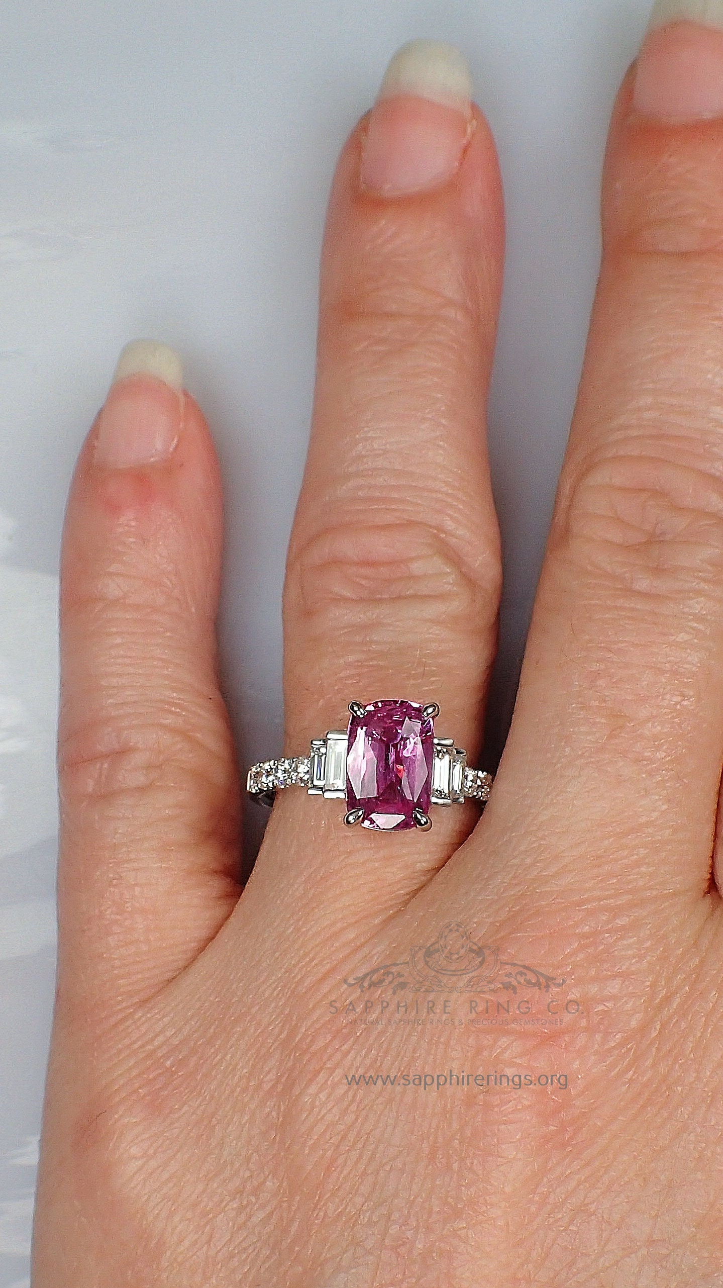 Pink Cushion Cut Ceylon Sapphire Ring-platinum 2.02ct - Etsy