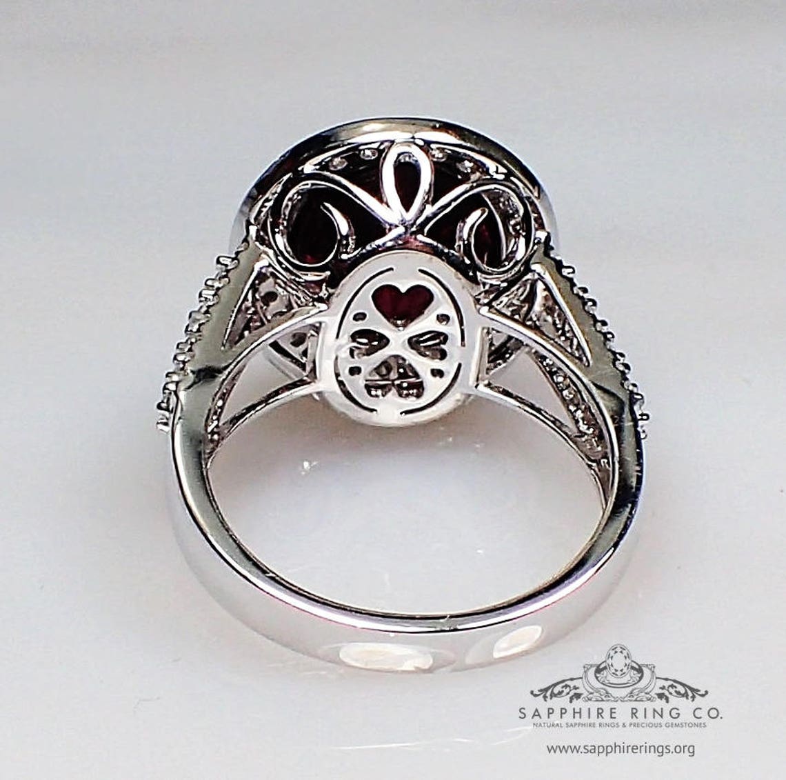 Deep Red Tourmaline & Diamond Ring-18kt 5.17 Ct Oval - Etsy