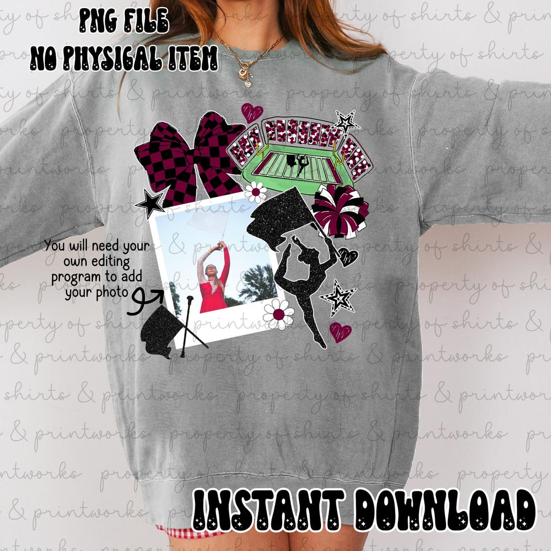 Maroon Flag Majorette Color Guard Photo Frame Digital Download | PNG ...