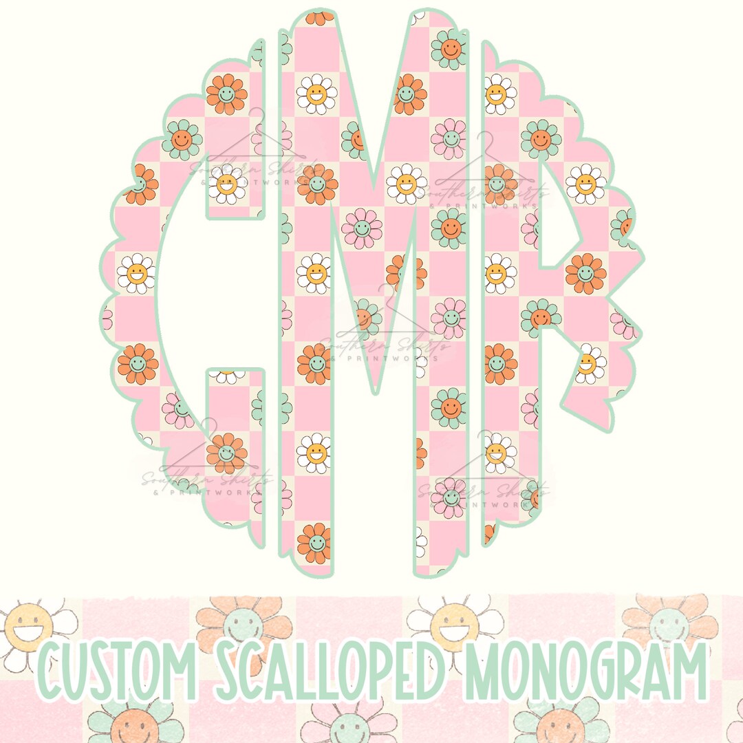 Custom Checkered Smiley Monogram File Download - Etsy