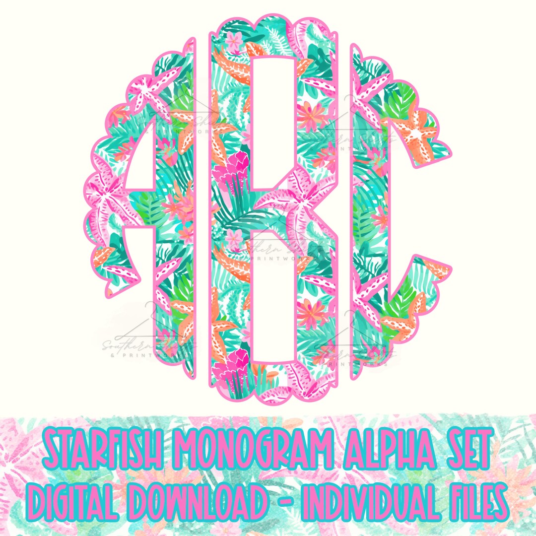 Preppy Starfish Monogram Alpha Set - Etsy